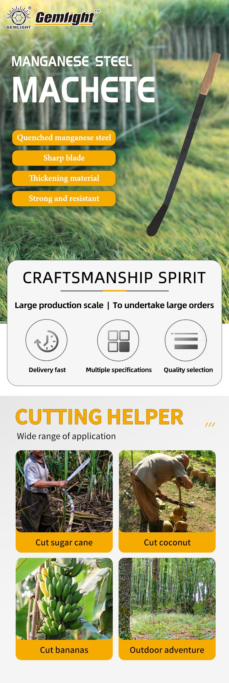 grass cutting slasher twist Machetes M214T - wholesale custom steel ...