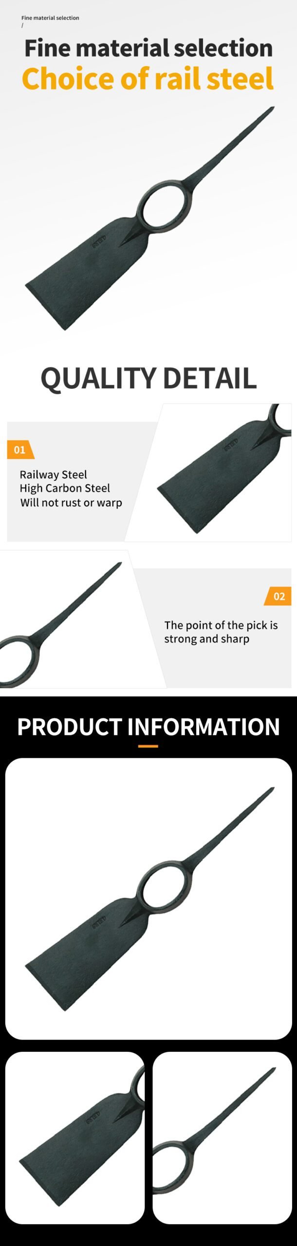 Wholesale Professional Best Steel Farm Tools Pickaxe Fiberglass Pickaxe ...